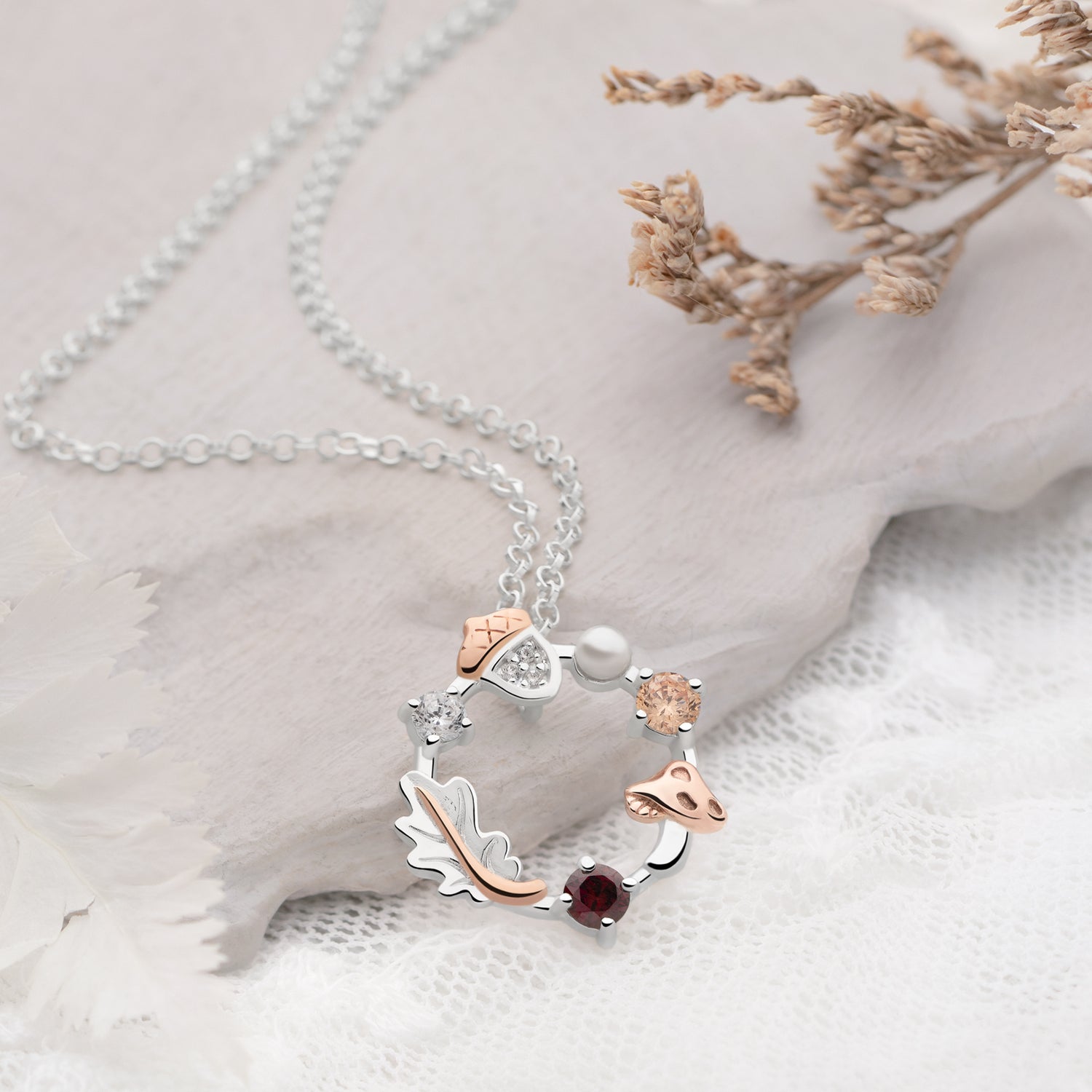 Woodland Wreath Necklace – Silver by Mail