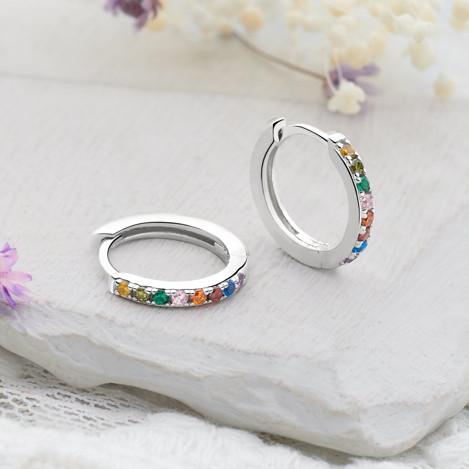 Festival Shimmer Reversible Hoops – Silver by Mail