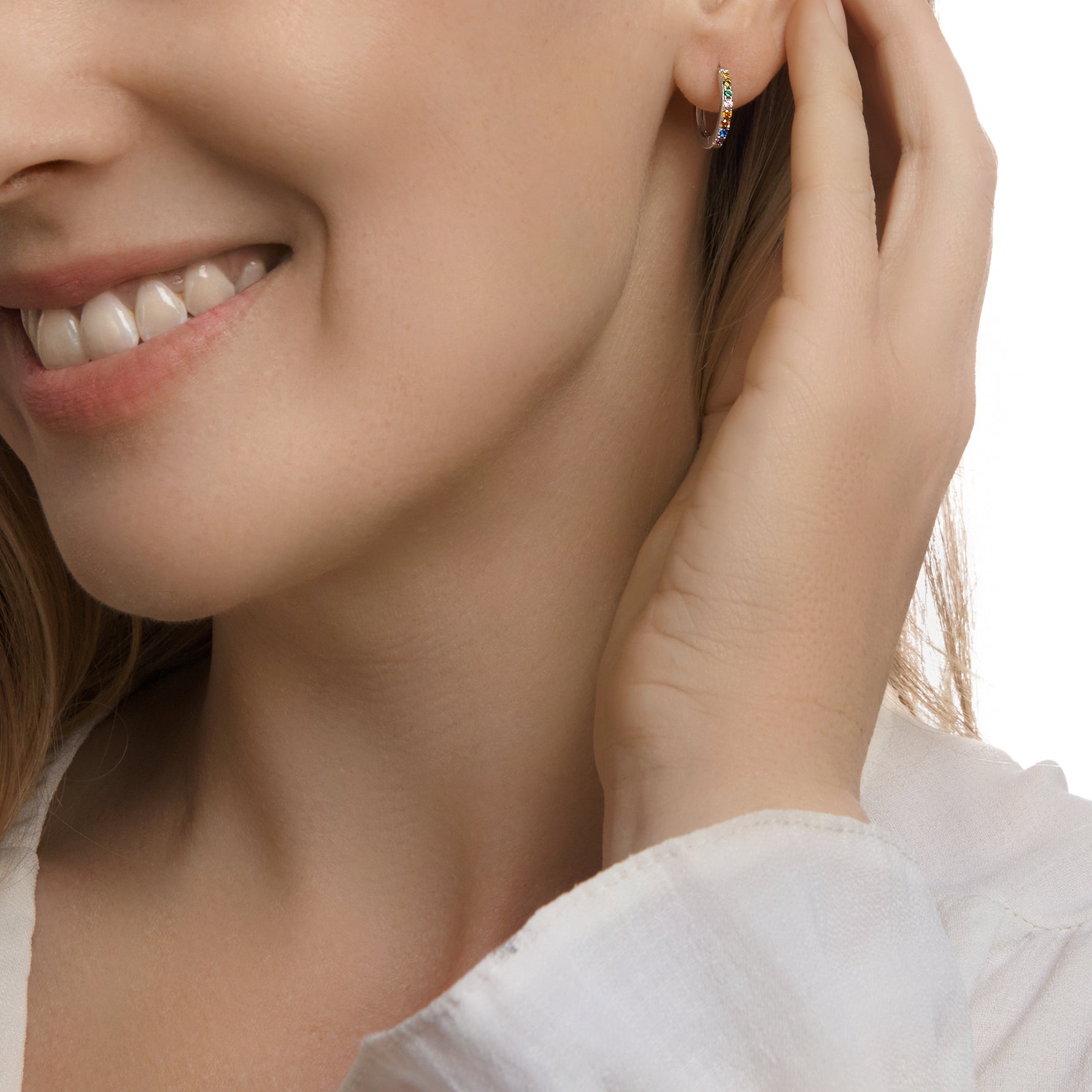 Festival Shimmer Reversible Hoops – Silver by Mail