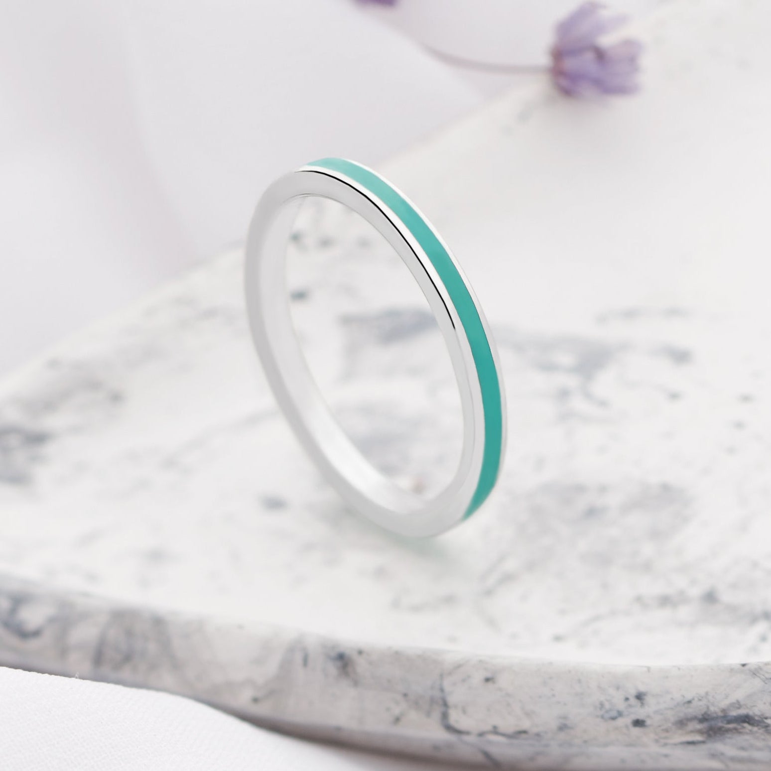 Turquoise Blue Stack Ring – Silver by Mail