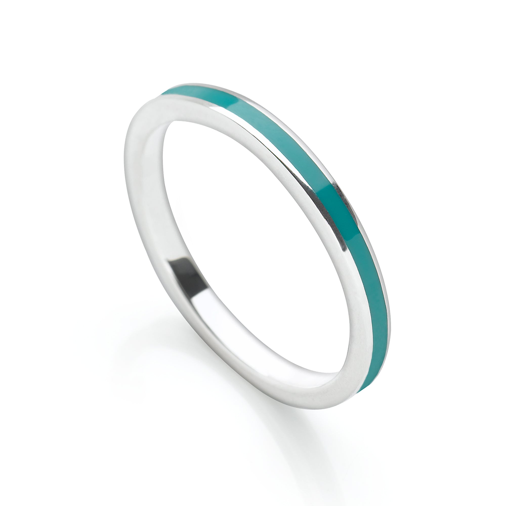 Petrol Blue Stack Ring – Silver by Mail