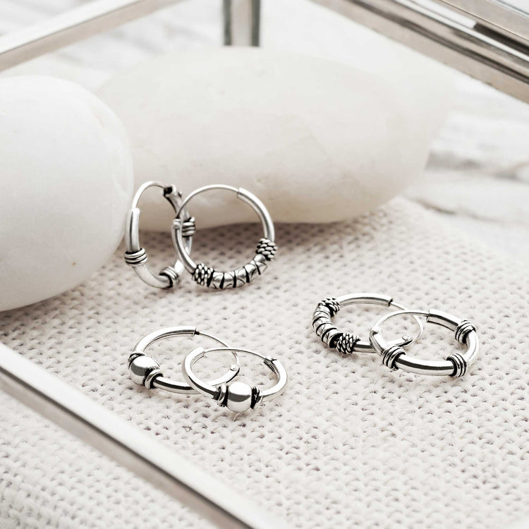 Boho Hoop Set | Silver Earrings | SET796 – Silver by Mail