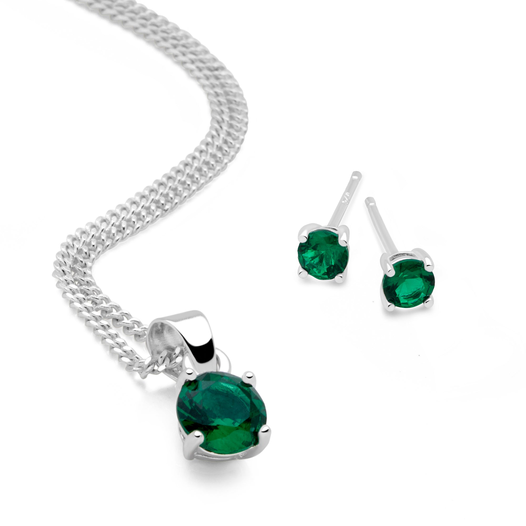 Emerald Green Solitaire Set – Silver by Mail