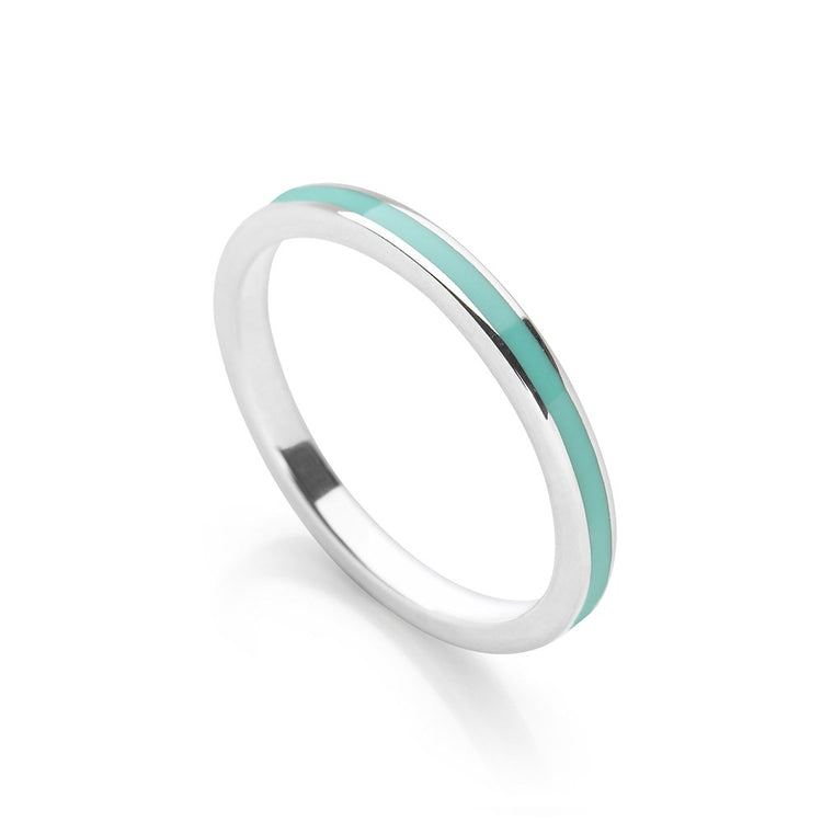 Turquoise Blue Stack Ring – Silver by Mail